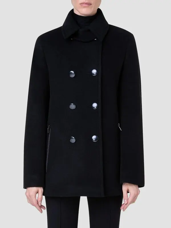 Akris Double-breasted Wool-blend Pea Coat - Black