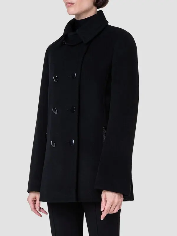 Akris Double-breasted Wool-blend Pea Coat - Black