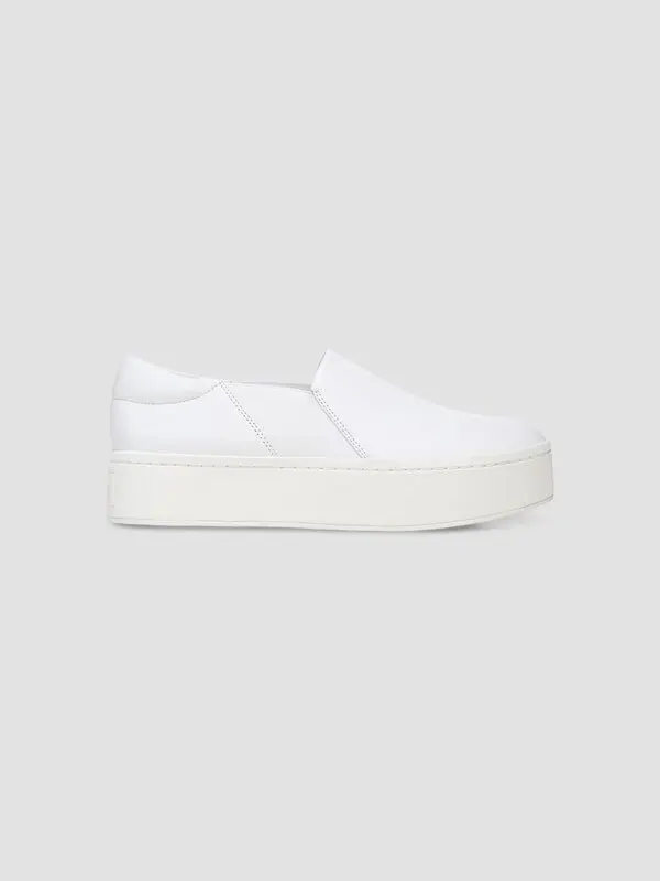 Vince Warren Leather Platform Slip-on Sneakers - Plaster