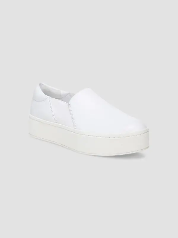 Vince Warren Leather Platform Slip-on Sneakers - Plaster