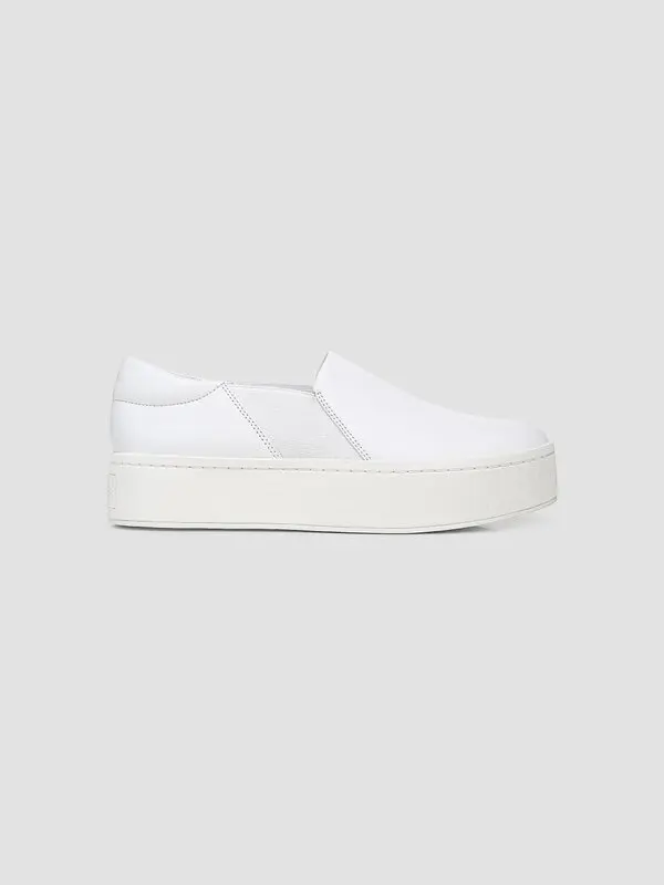 Vince Warren Leather Platform Slip-on Sneakers - Plaster