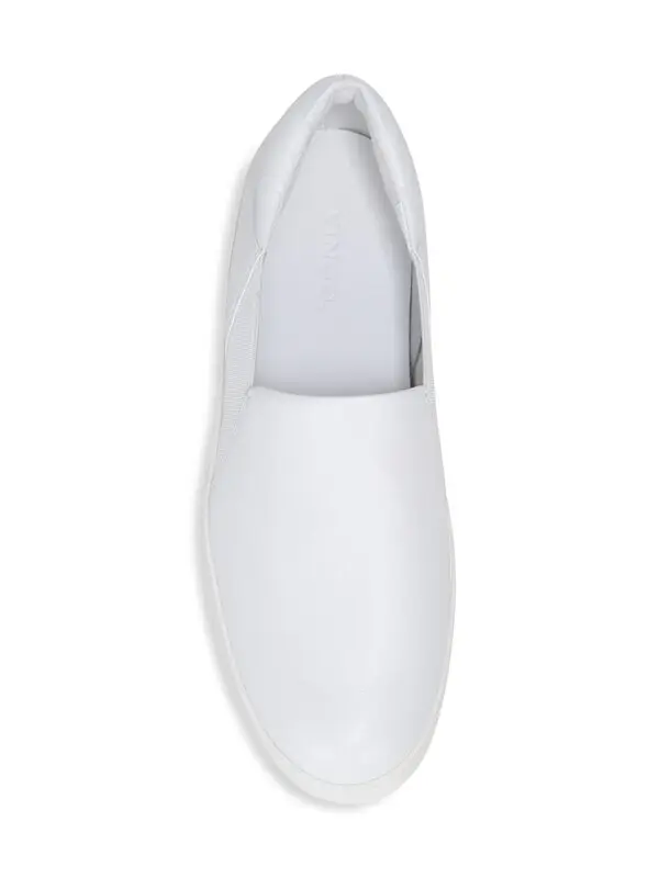 Vince Warren Leather Platform Slip-on Sneakers - Plaster