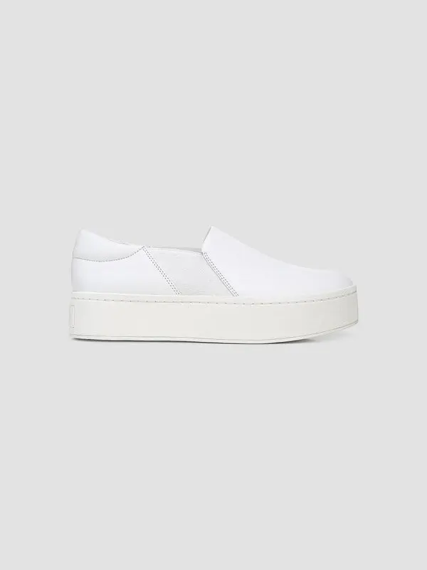 Vince Warren Leather Platform Slip-on Sneakers - Plaster