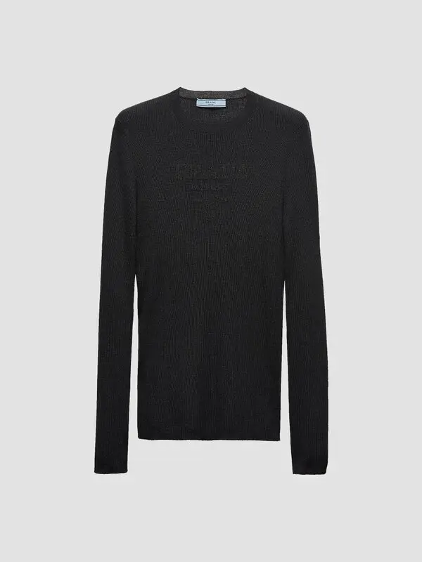 Prada Superfine Wool Crew-neck Sweater - Black