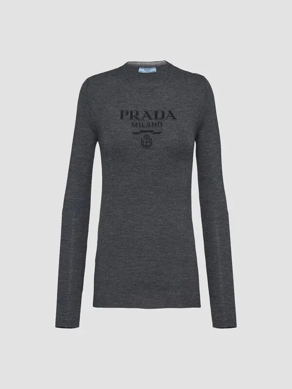 Prada Superfine Wool Crew-neck Sweater - Grey