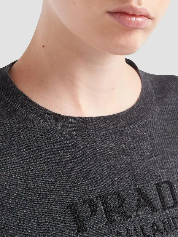Prada Superfine Wool Crew-neck Sweater - Grey