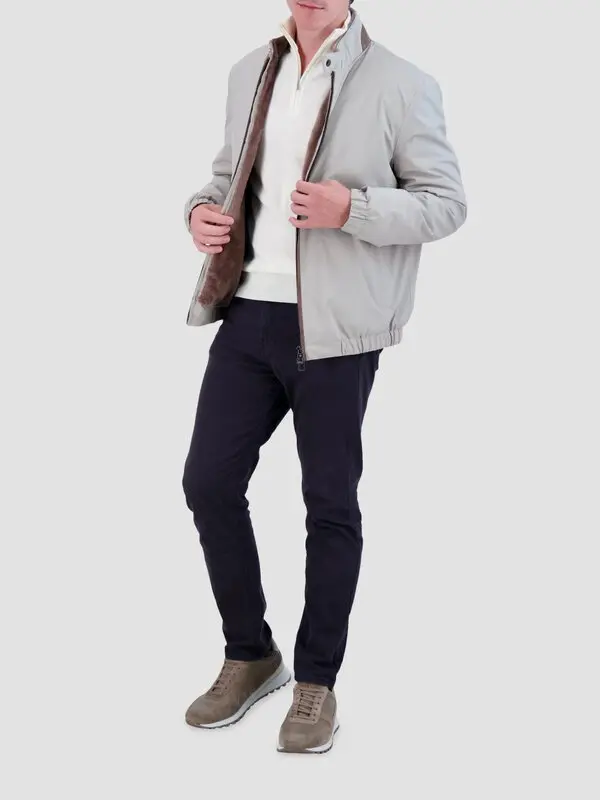 Gorski Fabric Jacket With Shearling Lamb Lining