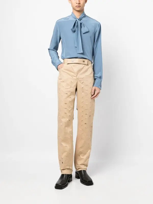 JUNTAE KIM Ripped Straight-leg Trousers