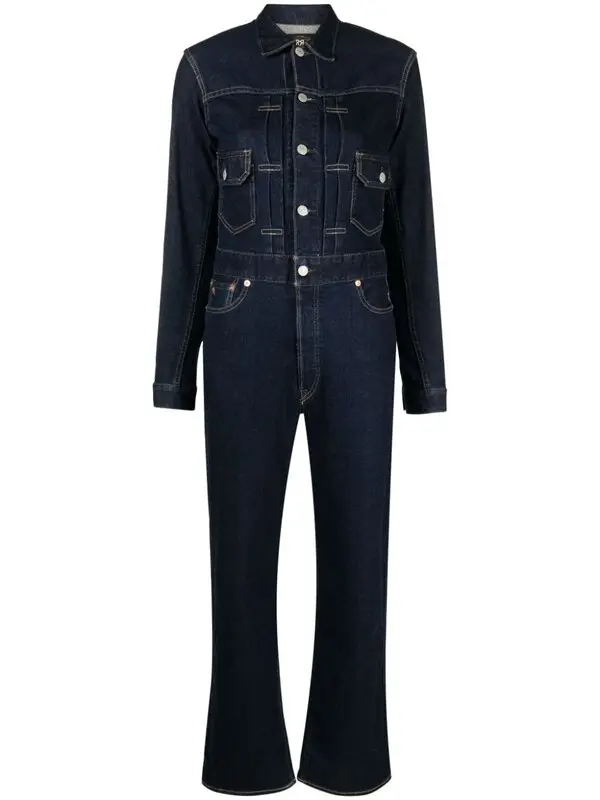 Ralph Lauren Long-sleeved Denim Jumpsuit - Blue