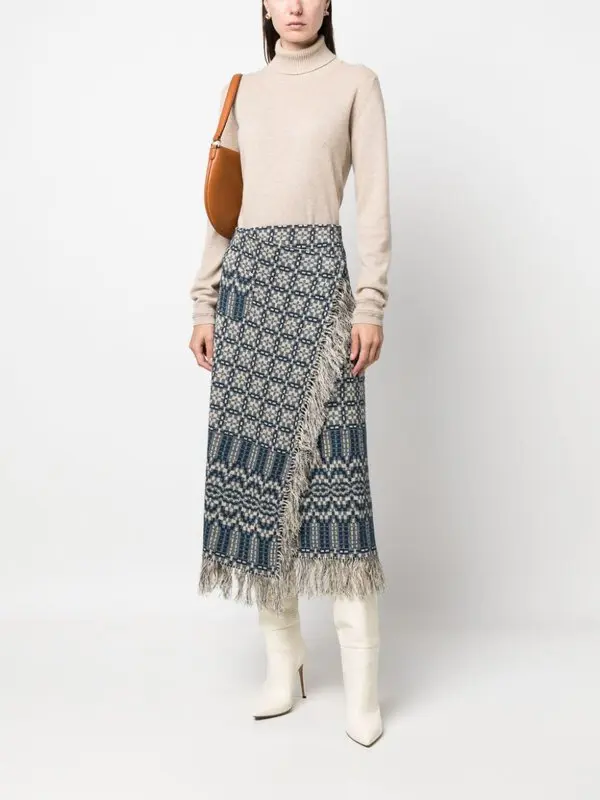 Ralph Lauren Geometric-pattern Wrap Skirt