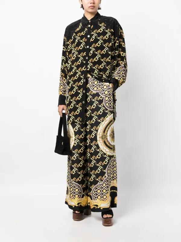 Camilla Printed Silk Shirt With Crystal Embellishments