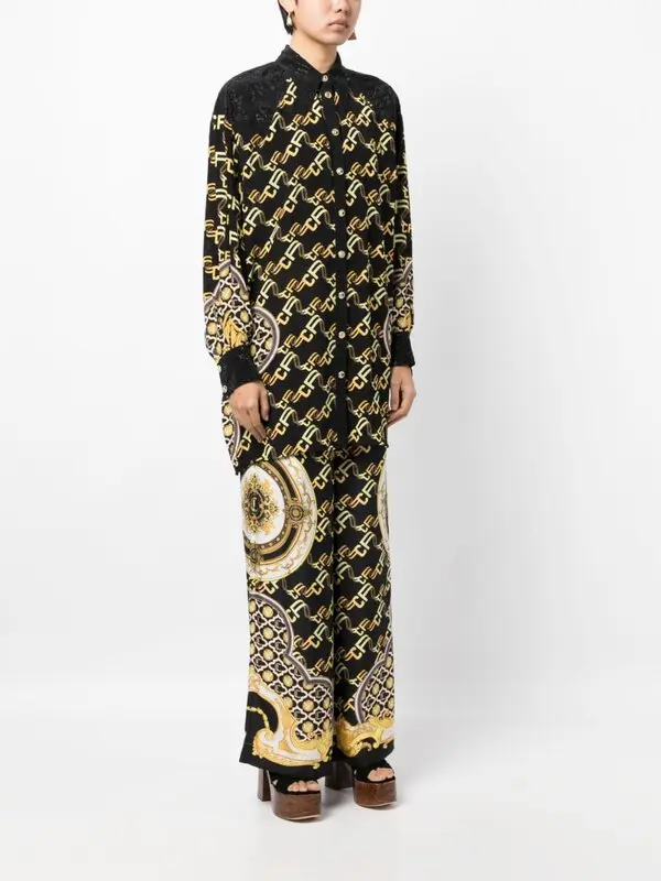 Camilla Printed Silk Shirt With Crystal Embellishments