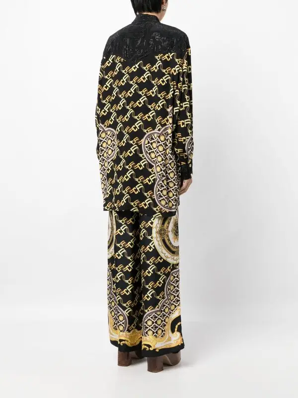 Camilla Printed Silk Shirt With Crystal Embellishments