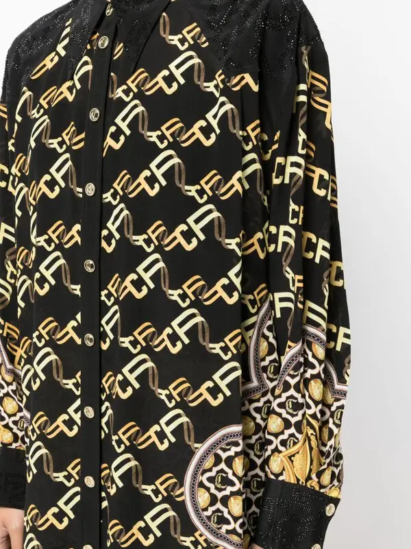 Camilla Printed Silk Shirt With Crystal Embellishments