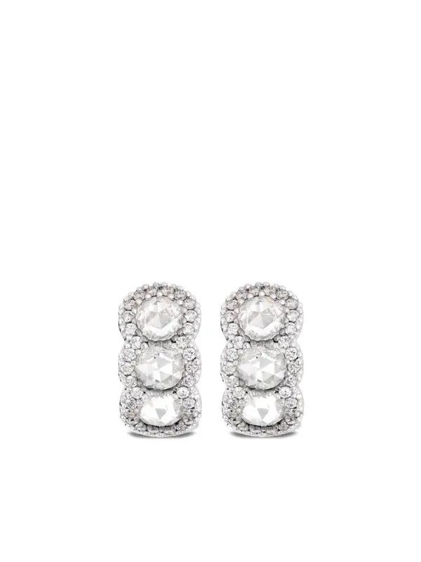 DAVID MORRIS 18kt White Gold Diamond Mini Hoop Single Earring - Silver