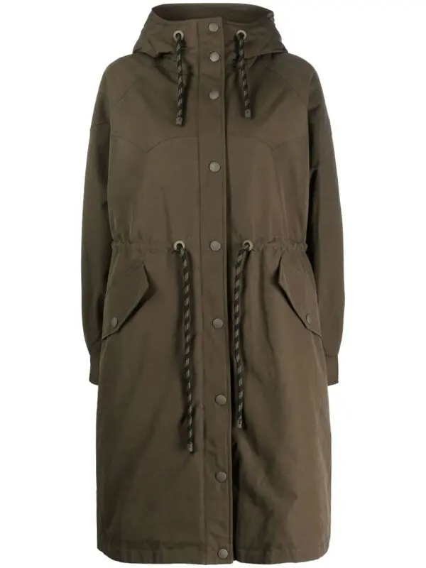 Woolrich Long-line Drawstring Parka Coat - Green