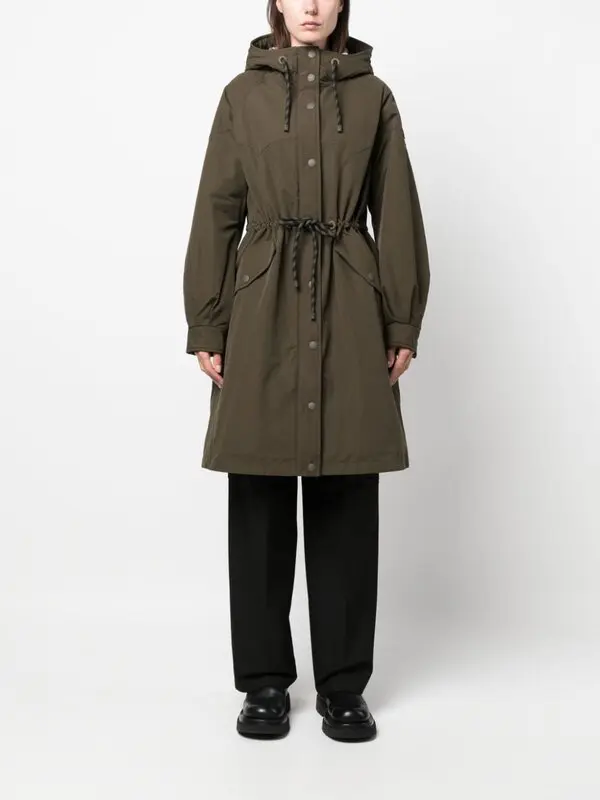 Woolrich Long-line Drawstring Parka Coat - Green
