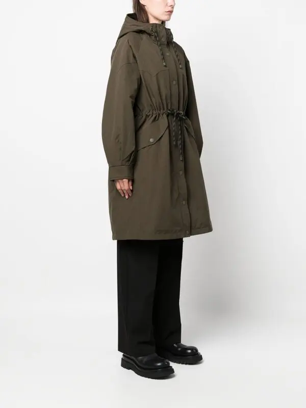 Woolrich Long-line Drawstring Parka Coat - Green