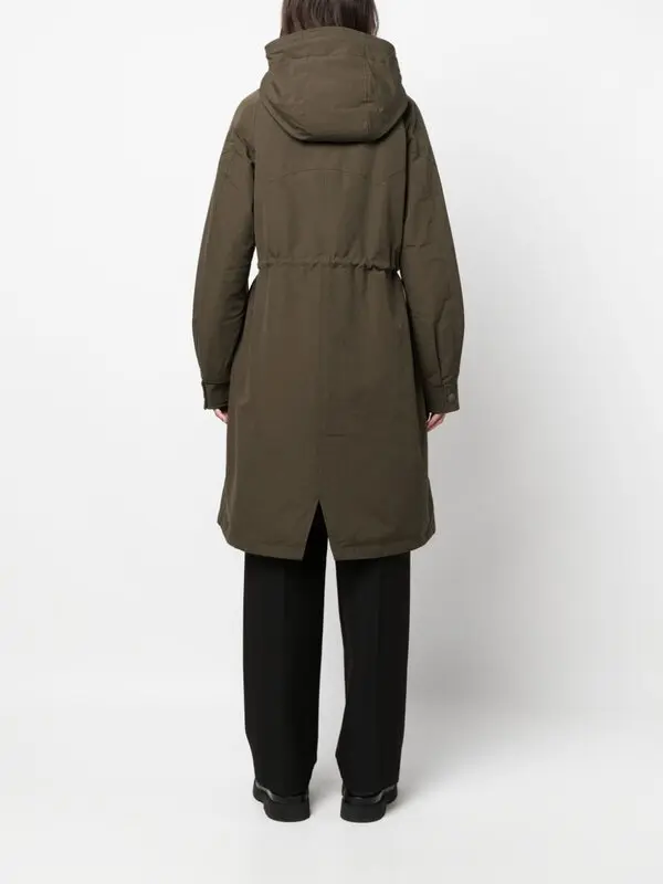 Woolrich Long-line Drawstring Parka Coat - Green