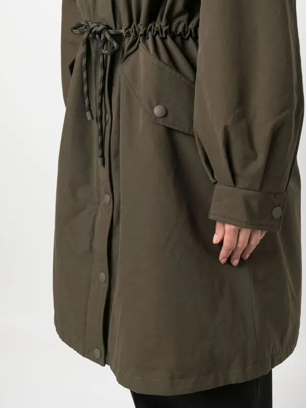 Woolrich Long-line Drawstring Parka Coat - Green