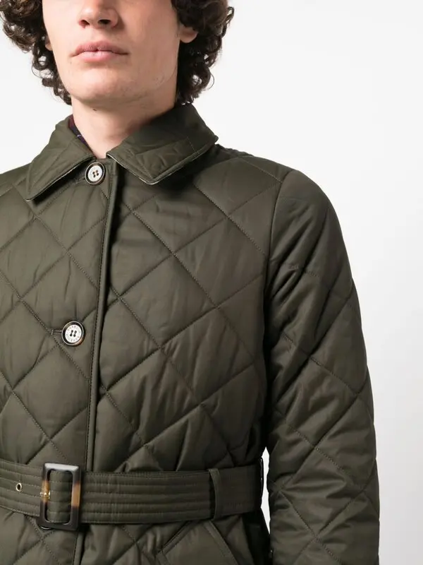 Barbour Diamond-quilted Single-breasted Coat