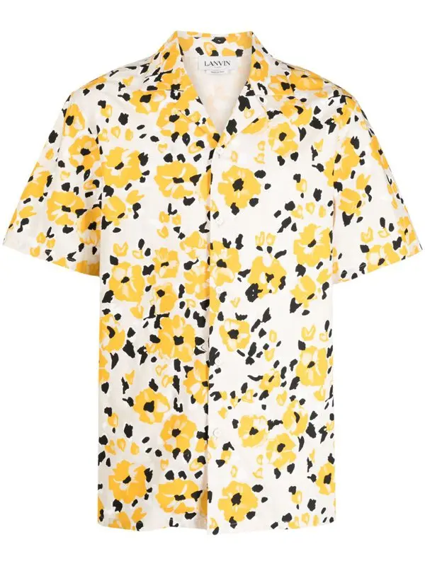 LANVIN Floral-print Cotton Shirt - Yellow