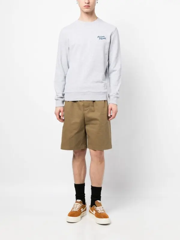 Maison Kitsuné Logo-embroidered Mélange-effect Sweatshirt - Grey