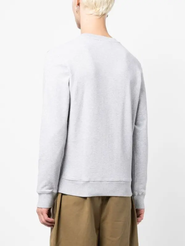 Maison Kitsuné Logo-embroidered Mélange-effect Sweatshirt - Grey