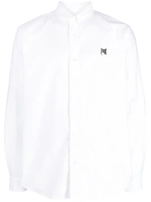 Maison Kitsuné Fox-patch Slim-cut Shirt
