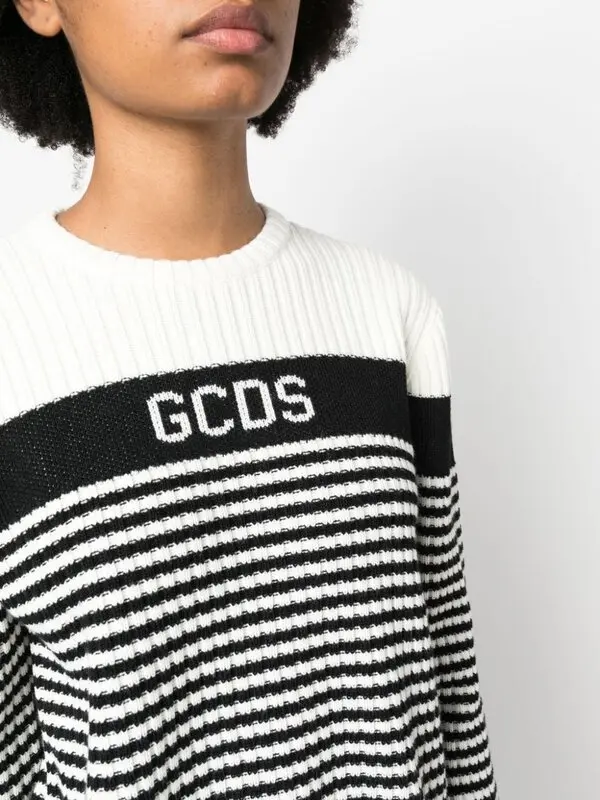 Gcds Jacquard-logo Striped Jumper