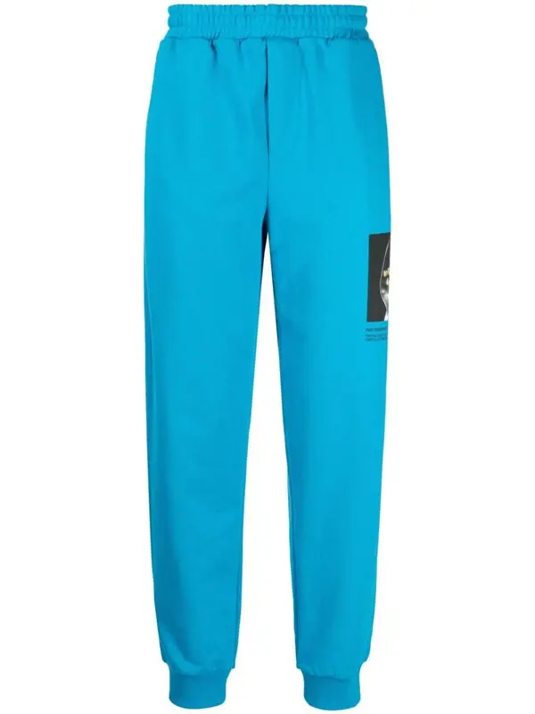 Helmut Lang Photographic-print Cotton Track Pants - Blue