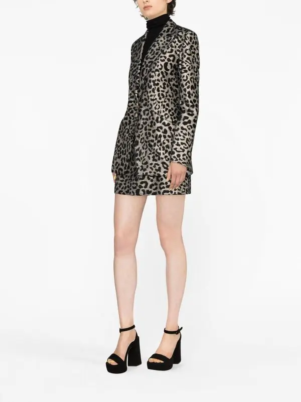GENNY Leopard-jacquard Single-breasted Blazer
