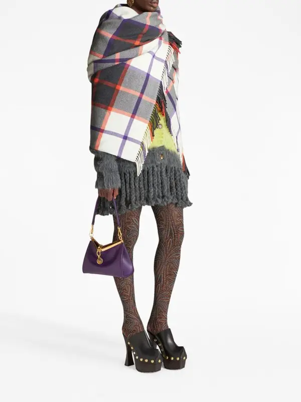 Etro Vela Leather Shoulder Bag - Purple