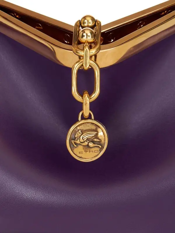Etro Vela Leather Shoulder Bag - Purple