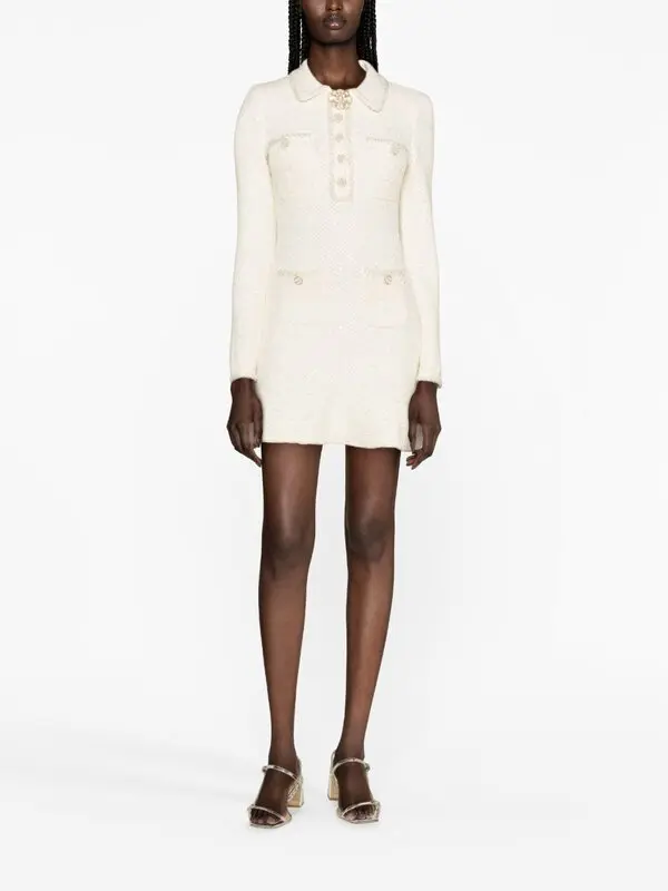 Self-Portrait Sequin Knit Minidress In White - 20% Off | Editorialist