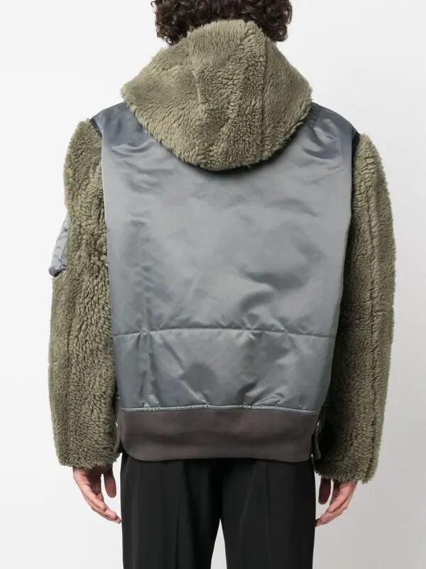 Sacai Colour-block Zip-up Hooded Jacket - Grey