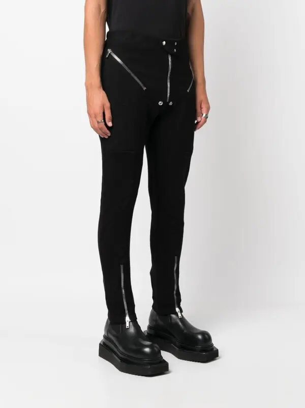 Rick Owens Decorative-zip Cotton Trousers - Black