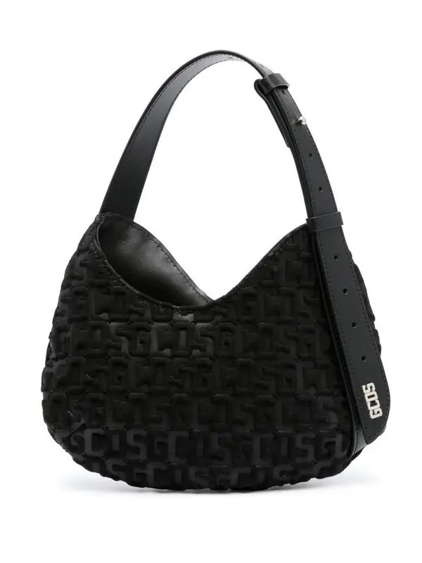 Gcds Comma Monogram-embossed Small Shoulder Bag - Black