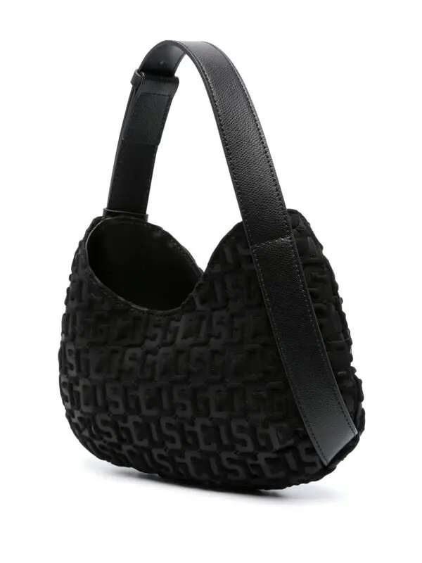Gcds Comma Monogram-embossed Small Shoulder Bag - Black