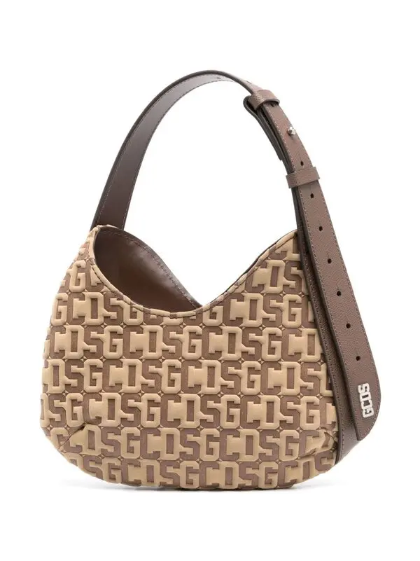 Gcds Comma Monogram Embossed Shoulder Bag - Brown