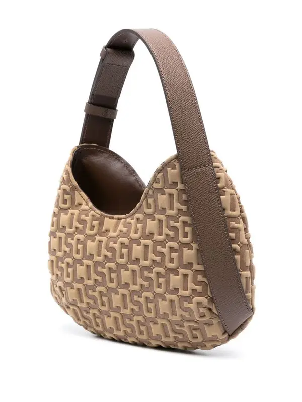 Gcds Comma Monogram Embossed Shoulder Bag - Brown