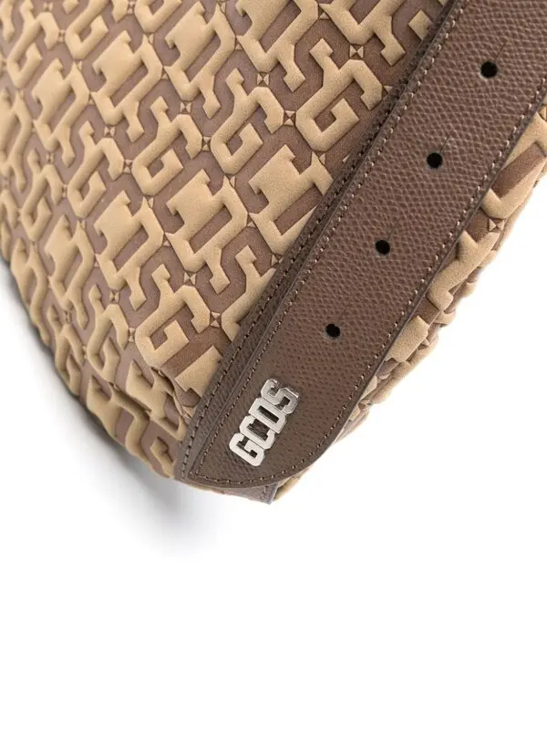 Gcds Comma Monogram Embossed Shoulder Bag - Brown