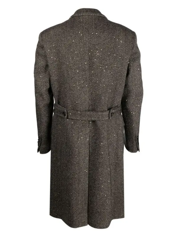 WINNIE N.Y.C Double-breasted Herringbone Pea Coat