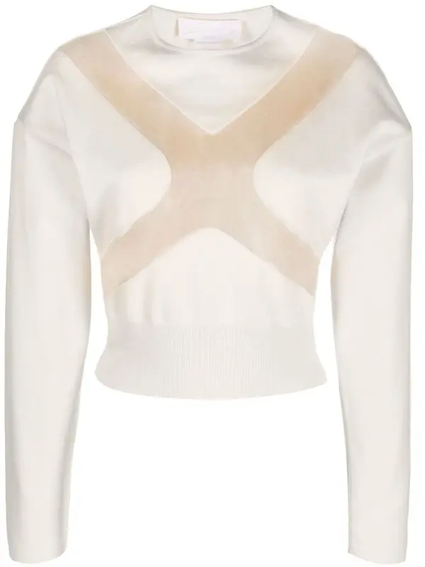 GENNY Sheer-paneled T-shirt - Neutrals
