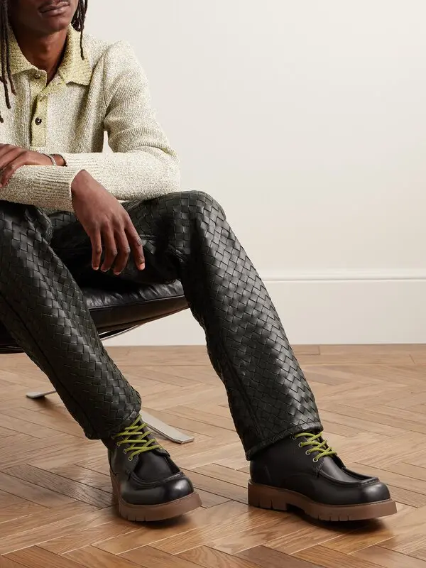 Bottega Veneta Haddock Leather Ankle Boots - Brown  display picture 1