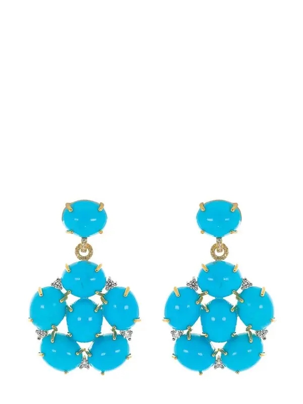 Irene Neuwirth 18kt Yellow Kingman Turquoise And Diamond Drop Earrings - Gold