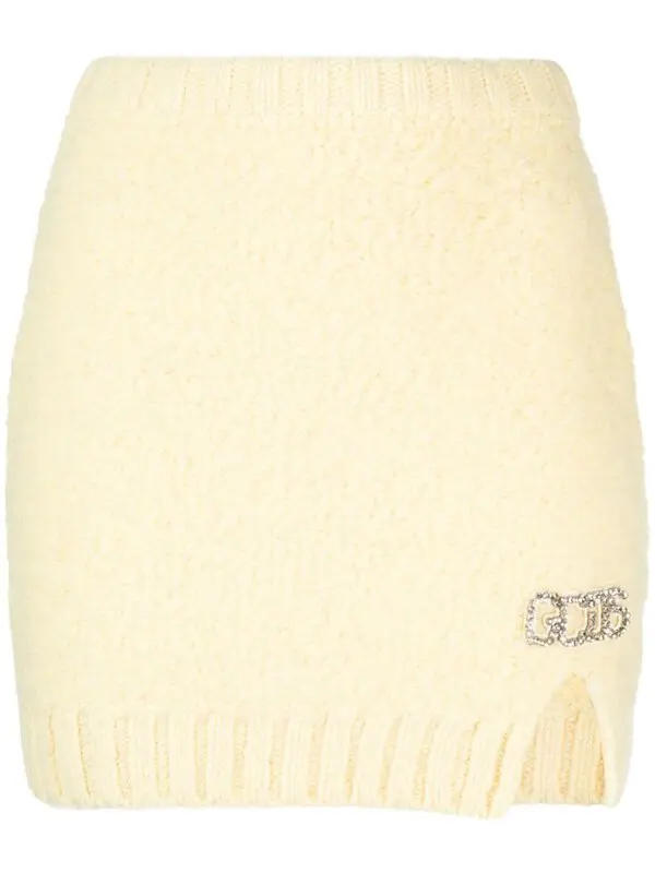 Gcds Hairy Logo-plaque Miniskirt - Yellow