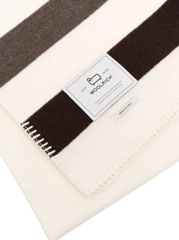 Woolrich Striped Whipstitch-trim Wool Throw