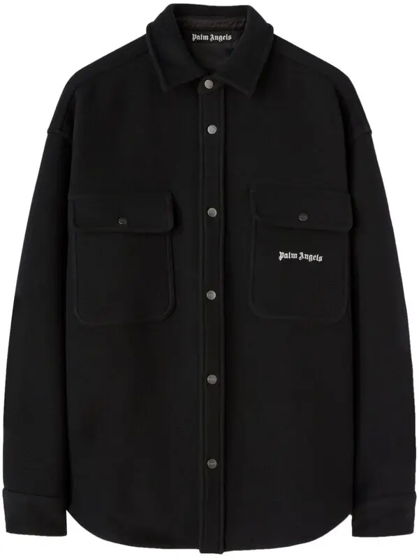 Palm Angels Logo-embroidered Twill Shirt Jacket