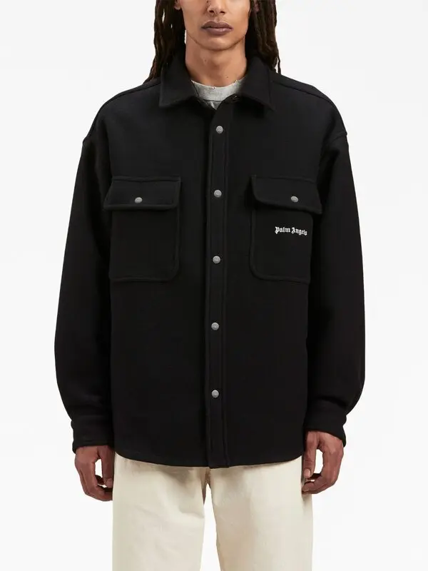 Palm Angels Logo-embroidered Twill Shirt Jacket